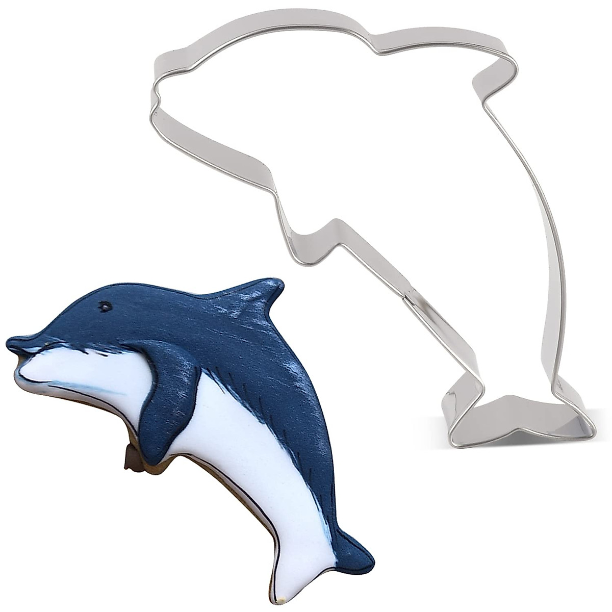 LILIAO Dolphin Cookie Cutter, 4", Biscuit Bread Sandwich Cutters, Stainless Steel