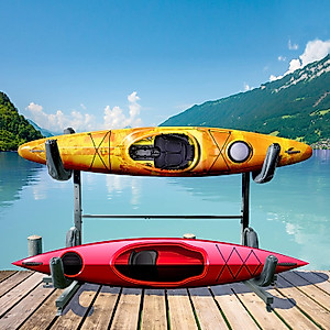 GREAT WORKING TOOLS Kayak Rack - Double Kayak Stand, Heavy Duty Paddleboard and Kayak Accessories, Freestanding or Floor Mount Kayak Storage, Holds 175 lbs.