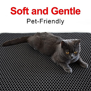 Waretary Cat Litter Box Mat: 36"x 30" Waterproof Kitty Cat Litter Trapping Mat, Easy-clean Double-layer Scatter Control Pad Rug (Black)