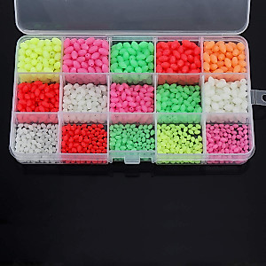 OriGlam 1500pcs Fishing Beads Assorted, Luminous Glow Fishing Beads Kit, Plastic Oval Beads Fishing Tackle, Luminous Fishing Bead Rigging Beads Fishing Lures Beads