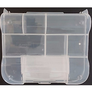 Small Clear Plastic 9-Compartment Organizer Cases, 7.5 x 6.5 x 2 inches, 4-ct Set