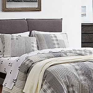 Eddie Bauer Home - Queen Quilt Set, Cotton Reversible Bedding with Matching Shams, Home Decor for All Seasons (Fairview Grey, Queen)
