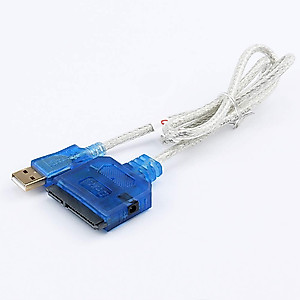 DTech Slim USB to Hard Drive Cable HDD SSD 3.5 2.5 Inch 22 pin SATA to USB 2.0 Adapter with Power Supply LED Indicators External Converter for Laptop Desktop Computer SATAIII Disk Data Transfer