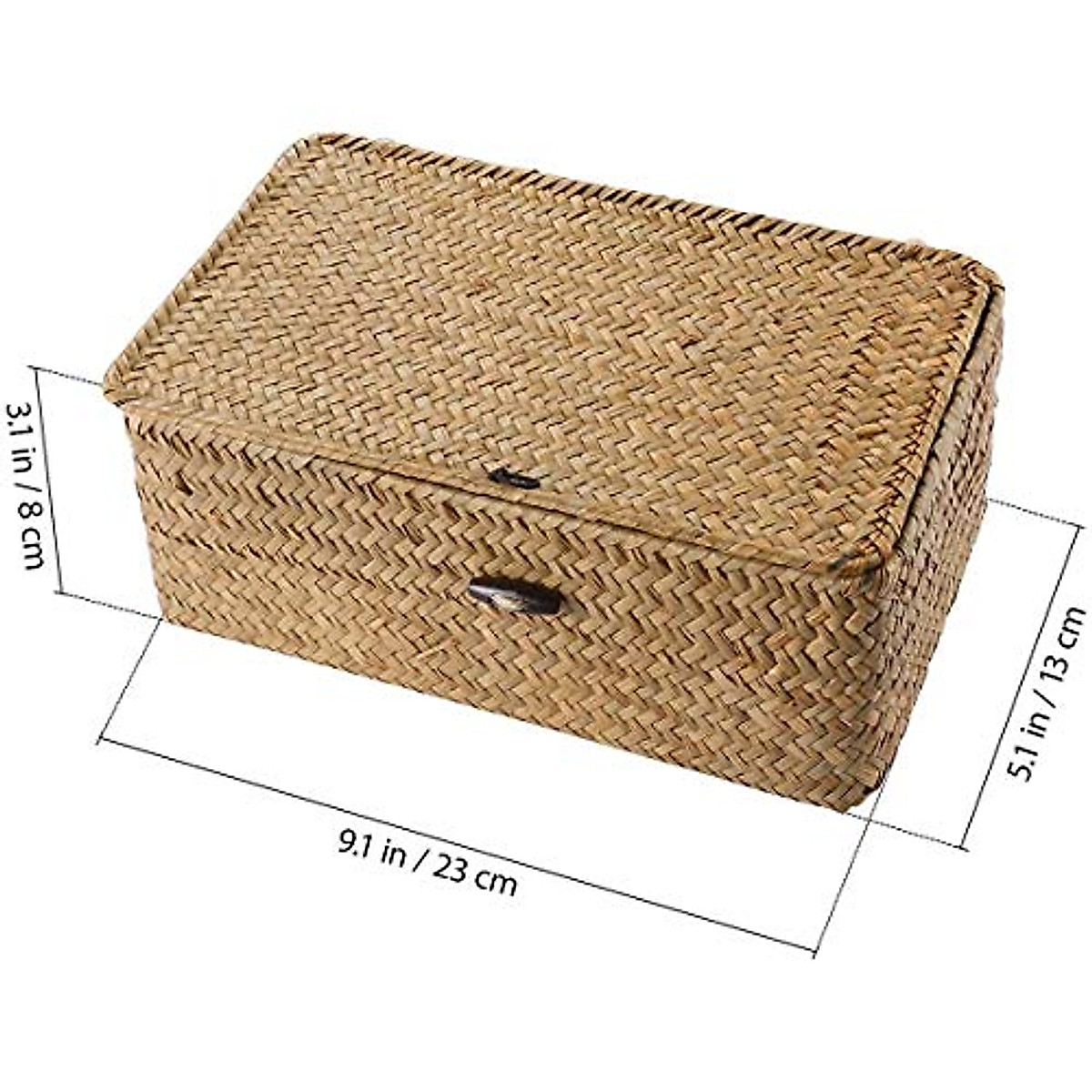 Spacesea Seagrass Hand Woven Box Box Basket Makeup Organizer Multipurpose Container with Lid