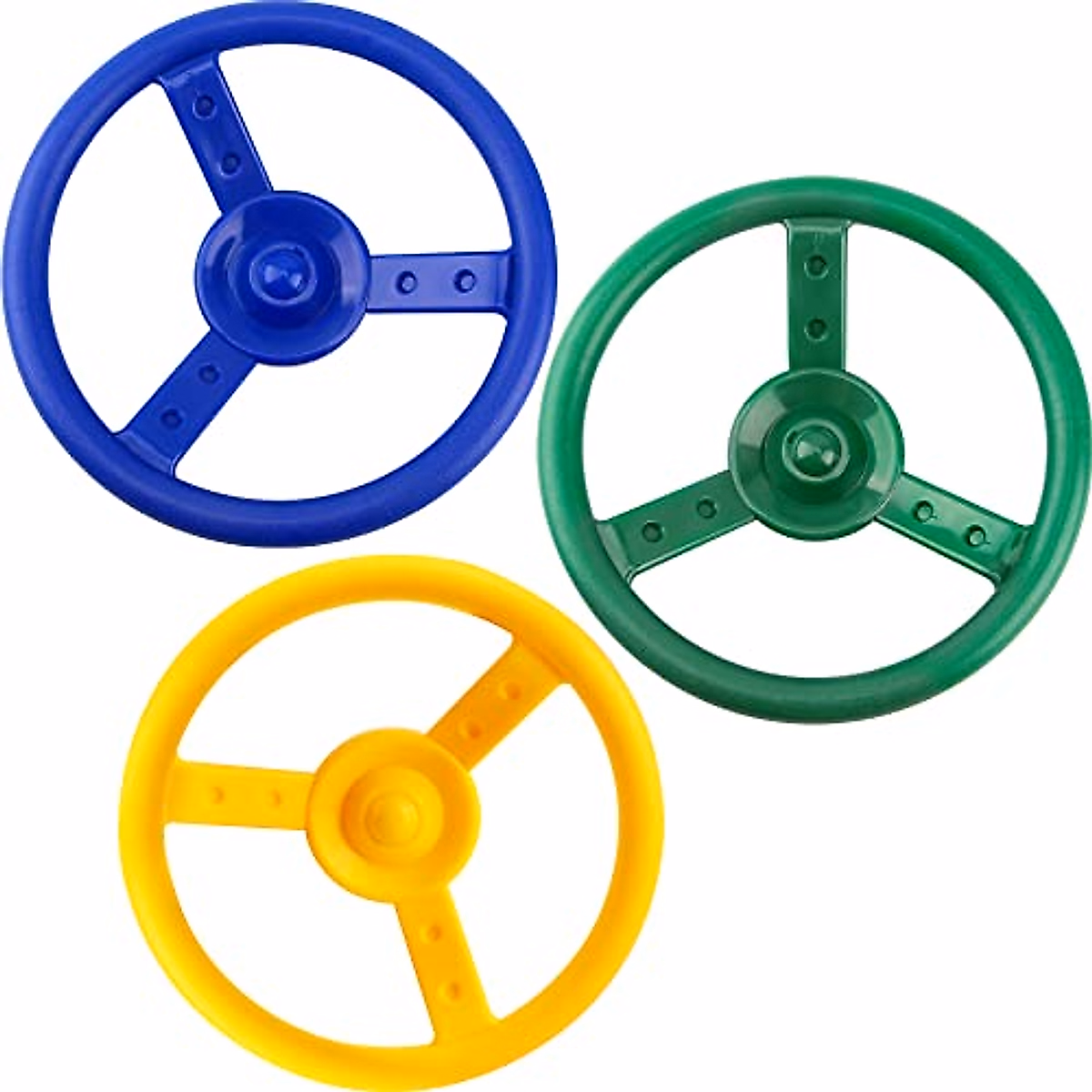 SGBETTER 3 Pack Swingset Steering Wheel Playset Accessories Toys Pirate Ship Steering Wheel for Kids Outdoor Playhouse Treehouse Playground, 3 Color
