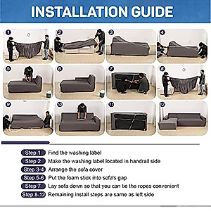 TVPFM Stretch Sofa Slipcover, Microfiber Soft Sectional Couch Covers Removable Elastic Bottom L-Shaped Sofa Covers Furniture Protector for Pets Cat Dog-Blue B-4 Seater+4 Seater