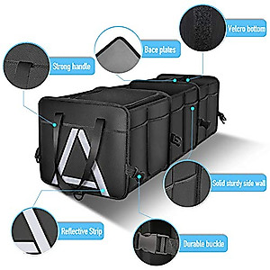 HAOKAY Durable Car Trunk Organizer with Premium insulation cooler bag,Sturdy Collapsible Trunk Storage Organizer, Multi Compartments with Reflective Strip