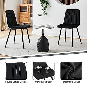 CLIPOP Dining Chairs Set of 2, Black Dining Chairs with Velvet Upholstered Seat Backrest, Metal Leg, Armless Kitchen Chairs, Leisure Parson Chair for Living Room, sillas de comedor