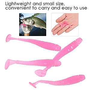 POCREATION Fishing Lures Kit, 50PCS 5cm Soft Plastic Fishing Lures T Tail Grub Worm Baits Fish Tackle Accessory, Pack of 50()