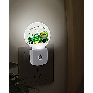 Night Light Plug into Wall, LED Nightlights St.Patrick's Day Shamrocks Truck Green Linen Small Nightlight Auto Dusk-to-Dawn Sensor Lamp LED Night Lights for Kid's Bedroom, Bathroom