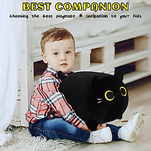 Black Cat Plush Stuffed Animal-11.8'' Black Cat Plush Toy, Black Cat Plush Pillow, Cute Soft Plush Cat Plushie Stuffed Cat Toys, Cat Plush Pillows Toy Doll Decoration Doll Gift for Kids Girls Boys
