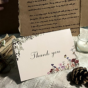 Thank You Cards, 4x6 Inch Vintage Flower Thank You Cards with Envelopes, Elegant Floral Design, Blank Thank You Cards Bulk for Birthday, Wedding, Anniversary, 20 Pack