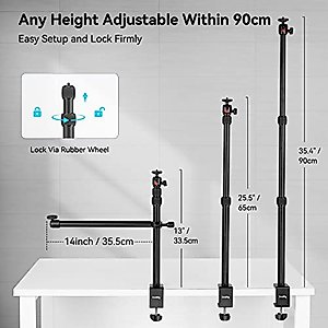 SmallRig Camera Desk Mount Table Stand with Magic Arm and 1/4" Ball Head, 13"-35.4" Adjustable Light Stand, Tabletop C Clamp for DSLR Camera, Ring Light, Live Streaming, Photo Video Shooting - 3992