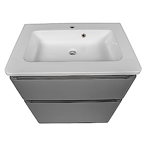 Modern Free Standing Bathroom Vanity with Washbasin | Comfort Gray Matte Collection | Non-Toxic Fire-Resistant MDF-40-No Mirror