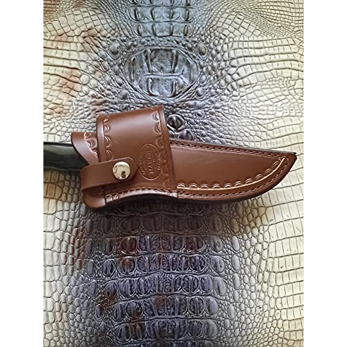Custom Leather Cross Draw Knife Sheath for Buck 119 SPECIAL Knife, Dyed Brown, Sheath Only