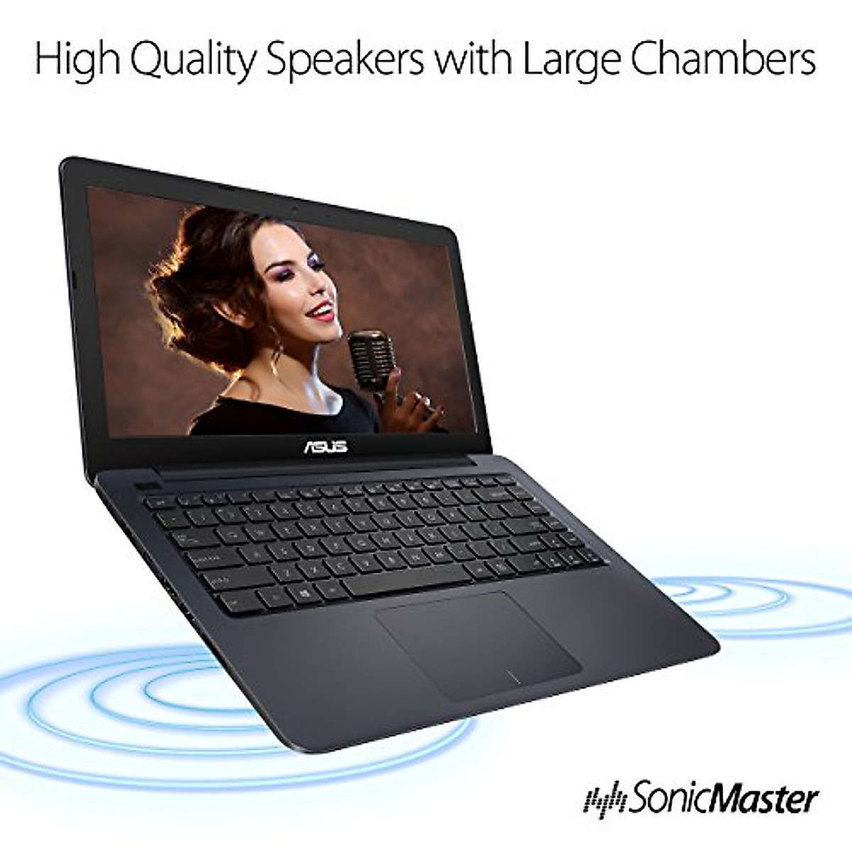 ASUS L402WA-EH21 Thin and Light 14” HD Laptop; AMD E2-6110 Quad Core 1.5GHz Processor,AMD Radeon R2 Graphics,4GB RAM,32GB eMMC Flash Storage,Windows 10 S with FREE 1yr Office 365 Subscription Included