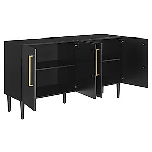 Crosley Furniture Everett Mid-Century Modern Sideboard, Matte Black