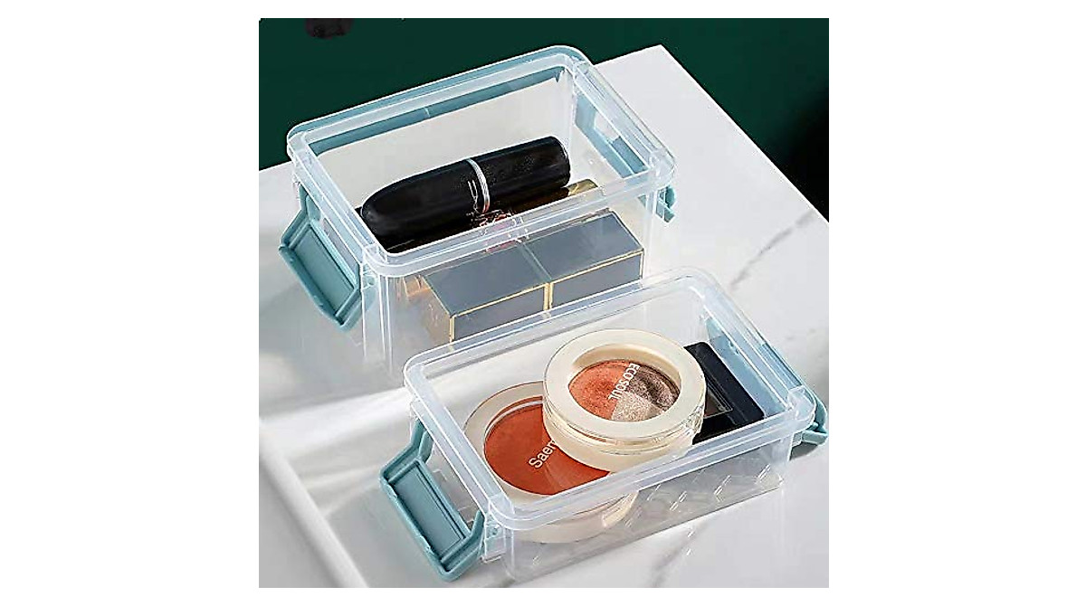 6 Pack Mini Storage Boxes - Durable Plastic Organizer with Lid