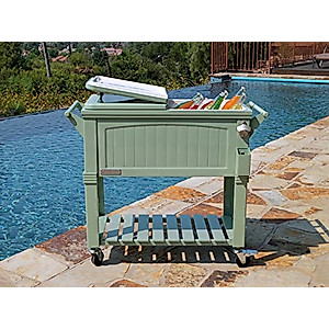 Permasteel PS-203F1-SAGE-AM 80 Quart Portable Rolling Patio Cooler, Sage