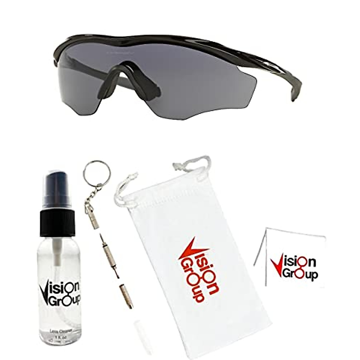 Oakley OO9343 M2 Frame XL Sunglasses+ Vision Group Accessories Bundle(Polished Black/Grey (934301)
