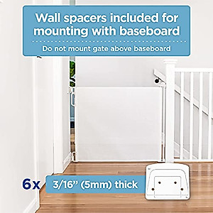 Retractable Baby Gate Perma Child Safety 41" Tall x 71” Wide, Mesh, For Stairs, Doorways, Dogs, Pets, Indoor, Outdoor, One-Handed Operation, Locking, Easy Install, Hardware Mount, White