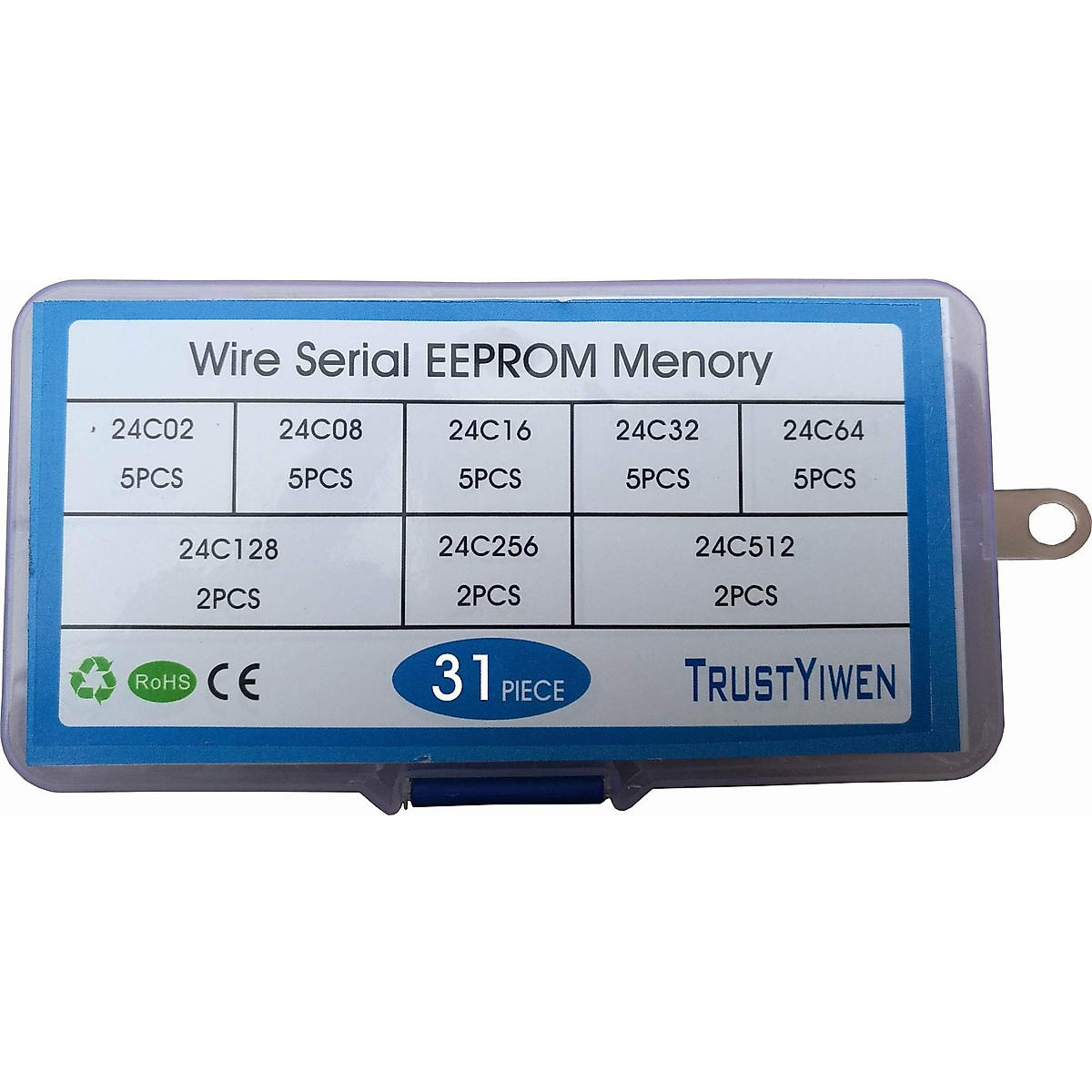New 31pcs 24C02 24C08 24C16 24C32 24C64 24C128 24C256 24C512 DIP Wire Serial EEPROM Memory Include Box