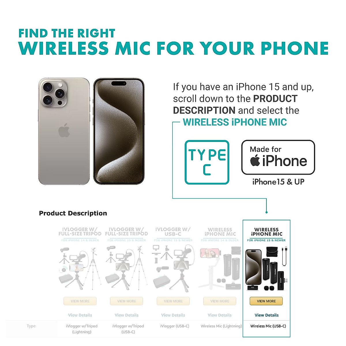 Movo Wireless Mini DI Duo Wireless Microphone for iPhone - iPhone Microphone for Video Recording with Clip on Lavalier Microphone for iPhone 10 HR Battery 164FT Range, Wireless Mic for iPhone