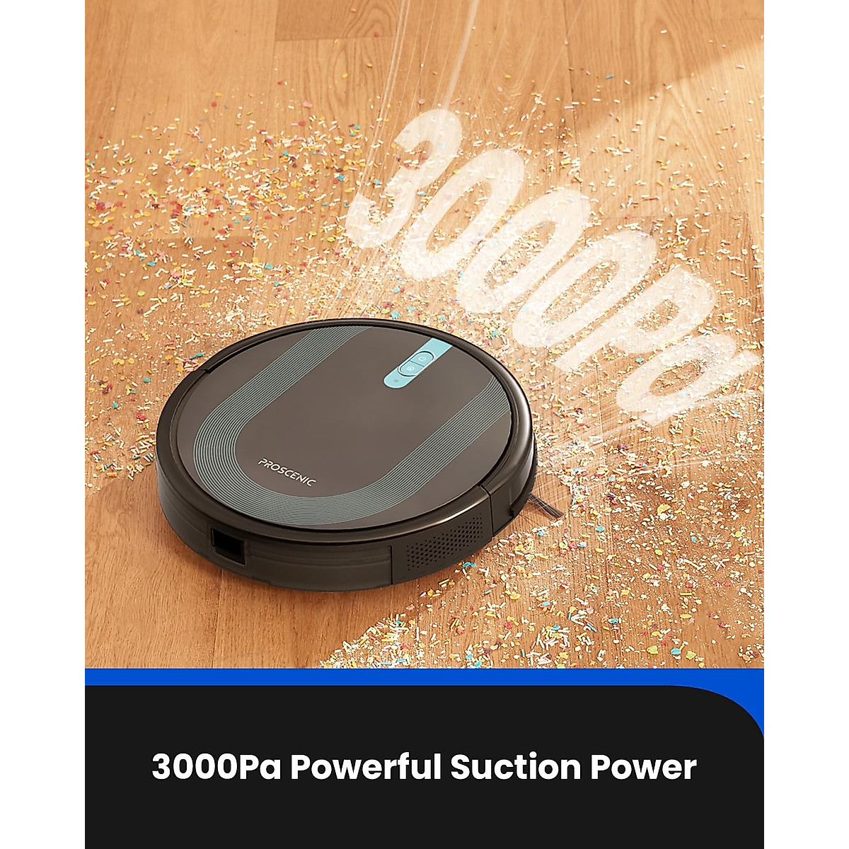 Proscenic 850T Robot Vacuum and Mop Combo, WiFi/App/Alexa/Siri Control, Robotic Cleaner with Gyro Navigation, Boundary Strip Included, Self-Charging, Slim, Good for Hard Floor, Pet Hair, Carpet