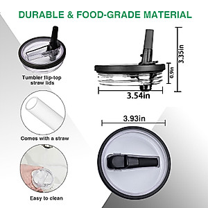 2 Pack 40 oz Tumbler Flip Straw Lid Replacement fit Only for Stanley Quencher, Spill Proof Splash Resistant Tumbler Lids for Stanley, Silicone Nozzle PCTG material (Black & Cream white)