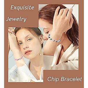 SAMOCO 20 PCS Natural Gemstone Bracelets Chakra Crystal Irregular Chips Beads Stretch Bracelets for Women Align Chakras Promote Communication