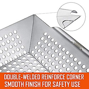 3 Pack Grill Baskets for Outdoor Grill, Heavy Duty Stainless Steel Vegetable Grill Basket, Grilling Basket for Veggies, Grilling Accessories for All Grills & Smokers - Grilling Gifts for Men