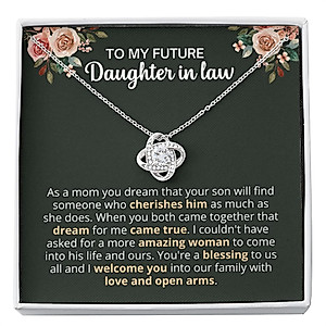 Future Daughter in Law Love Knot Necklace Two Toned Box