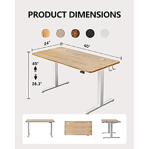 BANTI 40''x24''Height Adjustable Electric Standing Desk, Stand up Table, Sit Stand Home Office Desk with Splice Board, Maple Top