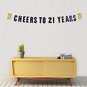 TENNYCHAOR 21st Birthday Banner,Gold Glitter Paper Sign for 21st Birthday Wedding Aniversary Party Supplies Decorations,Cheers T0 21 Years.