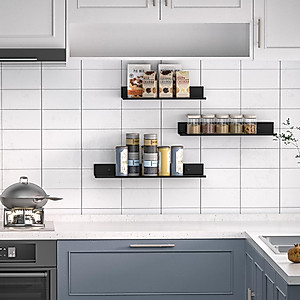 Wisfame Floating Shelves for Wall Set of 3, Black Metal Wall Shelves for Bathroom 11.8/13.8/15.7 in, Modern Small Adhesive Shelf for Living Room, Bedroom, Office, Kitchen