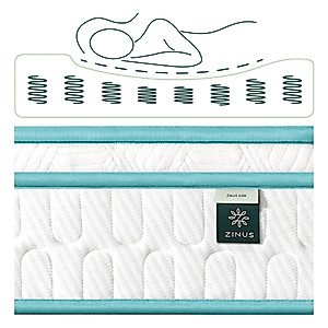 ZINUS 8 Inch Memory Foam Spring Hybrid Mattress, Full, Euro Top Innerspring Mattress, Green Tea-Infused Foam, CertiPUR-US Certified, Mattress in A Box