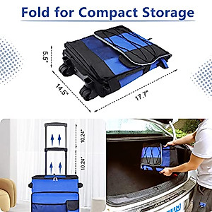 Rolling Cooler with Wheels and Handle - 45 Cans Leakproof Collapsible Soft Rolling Cooler Bag with Removable Liner for Camping, Beach Trip, Outdoor Activities
