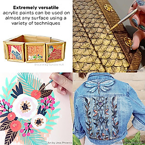 Jacquard Lumiere 8oz Fabric Paint Pearlescent Magenta - Metallic Paint for Fabric, Leather, Canvas, Paper and Wood - Light-bodied Metallic Acrylic Paint - Lightfast & Vibrant Metallic Acrylic Paints