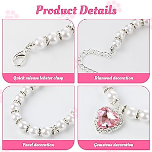 Pearl Cat Collar, Cute Rhinestone Puppy Collar Shine Small Cat Necklaces Pet Collar with Bling Accessories for Kitten Small Dogs Wedding Birthday Party(S,Pink)
