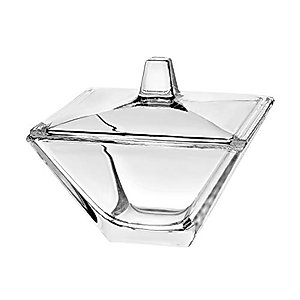 Barski - European Glass - Square - Covered - Candy - Nut - Chocolate - Jewelry - Box - 4.2" Diameter - Made in Europe