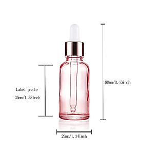 12 Pack,0.5 Oz/15ml Pink Glass Dropper Bottle for Essential Oils,Empty Eye Dropper Holder With Glass Reagent Pipette,Rose-Golden Caps Perfume Travel Vial Container-Pipette,Stickers,Funnel Included