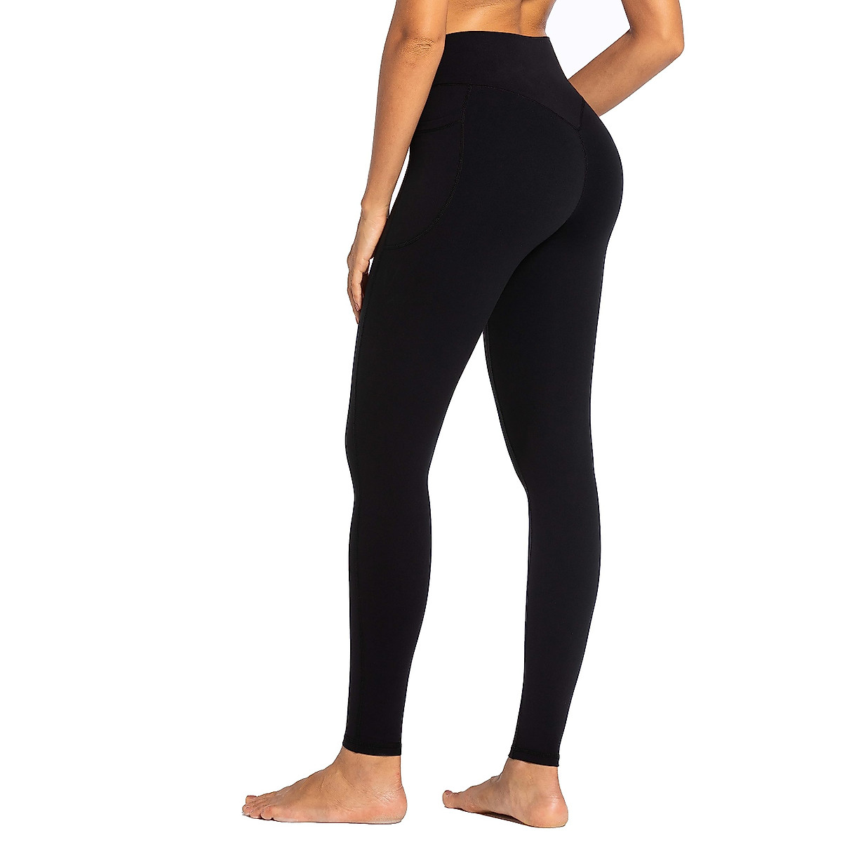 Sunzel No Front Seam Workout Leggings for Women with Pockets, High Waisted Compression Yoga Pants with Tummy Control 26" Black X-Large