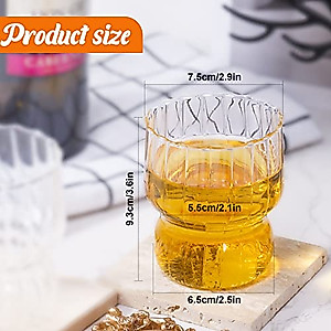 2 Pcs Ripple Drinking Glasses Set - 8.8 oz Modern Kitchen Vintage Wavy Drinking Glasses- Unique Origami Ribbed Glassware For Weddings, Cocktails, Glass Cup Coffee Mug (Ripple)