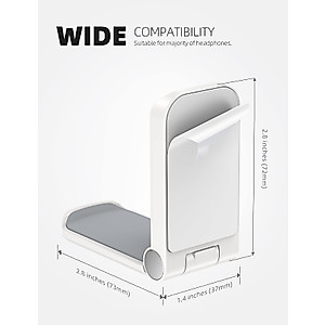 Lamicall Headphone Stand, Sticky Headset Hanger - Adhesive Headphone Holder Hook Mount, Headset Stand Holder Clip Under Desk, Earphone Clamp for Airpods Max, HyperX, Sennheiser, White