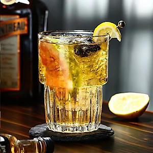 QAPPDA 10 Ounce Drinking Glasses,Clear Water Glasses Set of 12,Stackable Drinking Tumbler Glass Coffee Cups Thick Beverage Glassware Set for Milk,Juice,Mojito