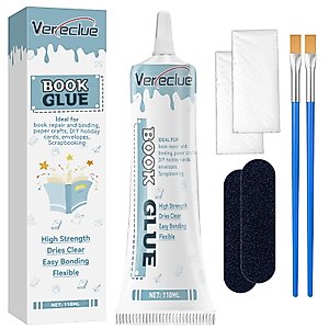 Book Glue, 110ml Flexible Book Binding Glue, Dries Clear Bookbinding Glue, Strong Book Glue Binding Repair, Paper Glue for Bookbinding and Book Repair, Scrapbooking, Paper Crafts, Collages