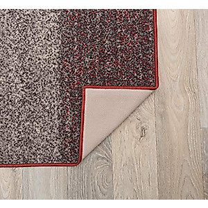 Modern Boxes Design Non-Slip (Non-Skid) Area Rug 5 X 7 (5' 3" X 7' 3") Red