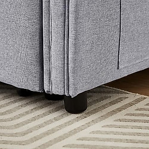 akucvor 54" Sleeper Sofa Bed, Convertible 3 in 1 Loveseats Sofa Bed with Lumbar Pillows, Multi-Function Linen Pull Out Sofa Bed with Adjustable Backrest for Living Room Bedroom, Gray