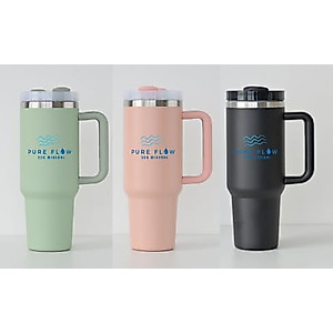 Pure Flow 40 oz Tumbler with Handle and Straw Lid,Stainless Steel Travel Mug Water Bottle Cup,Reusable Insulated Vacuum splashproof Cup,for Car,Home,Office,Gifts (black)