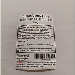 Cotton Candy Floss Sugar (Green Lime, 11 oz) – Cotton Candy Flavoring Super Floss Makes 44 Medium Cones - Candy Supplies